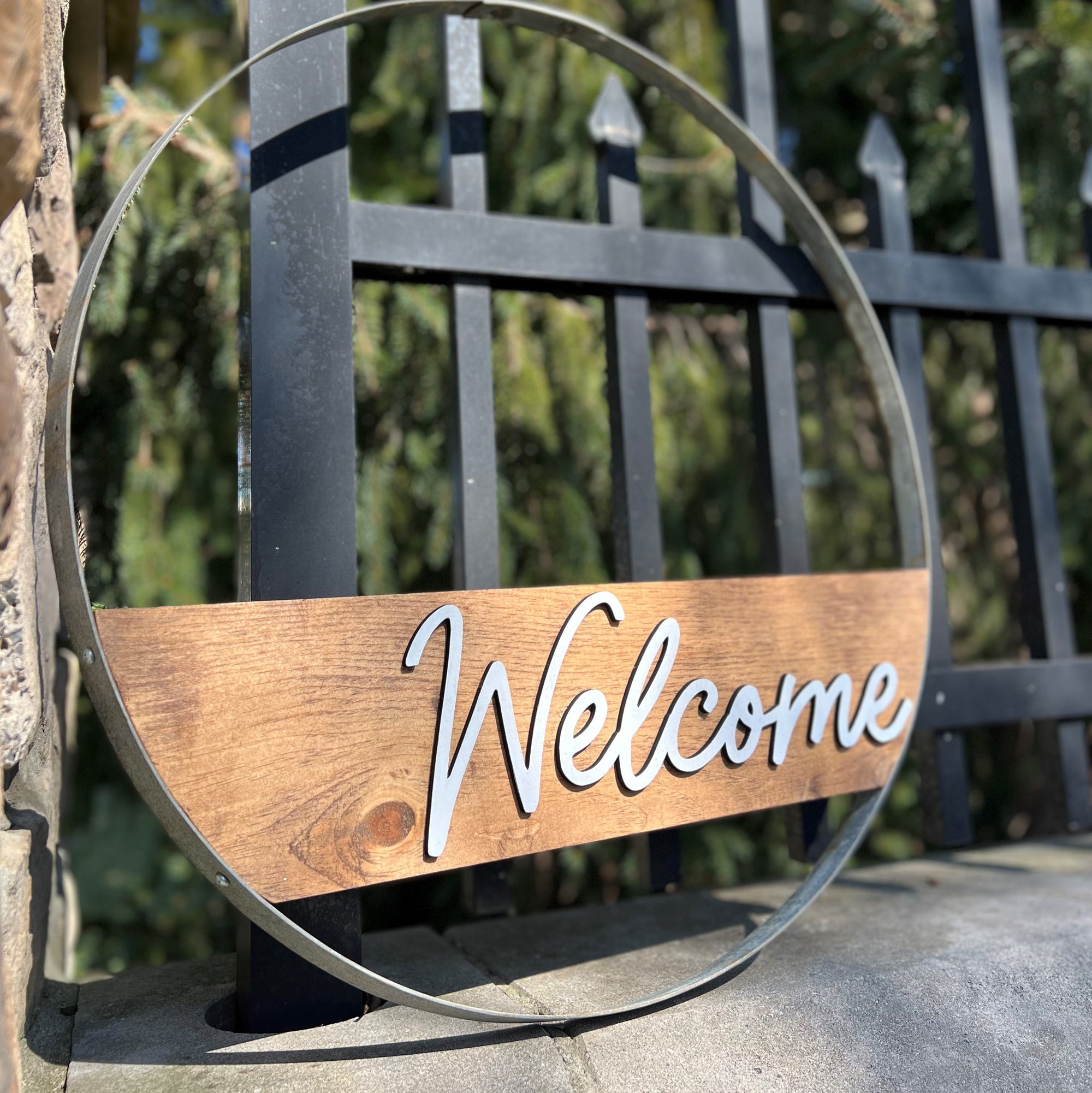 Personalized Wine Barrel Hoop Sign - Pinecone Home