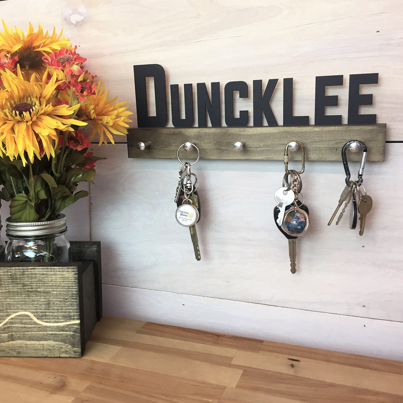 Personalized Name Key Holder Modern Block Small Caps - Pinecone Home